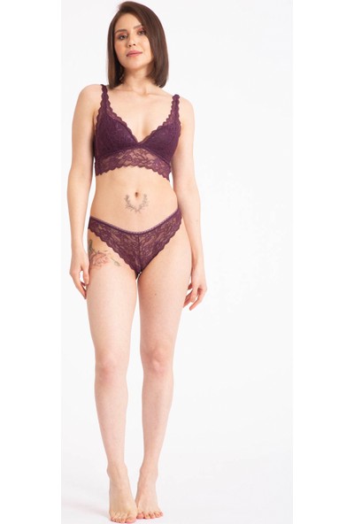 Tampap Sütyen Takımı Dantelli Üçgen Büstiyer Külot Takım Tampap 301