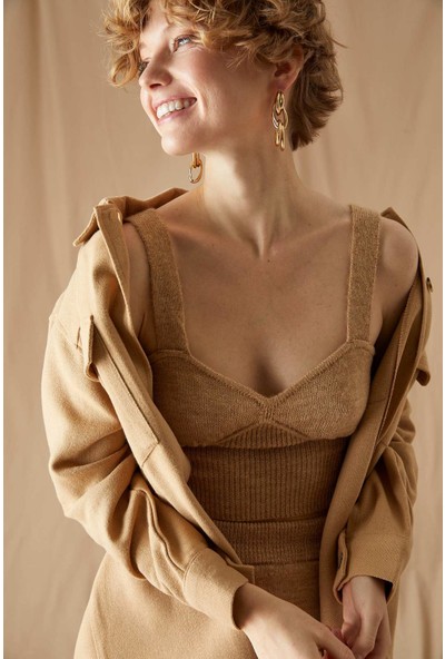 DeFacto V Yaka İp Askılı Triko Atlet T8566AZ20WN