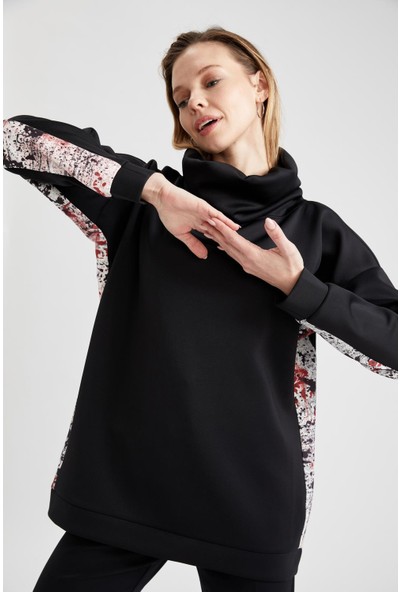 DeFacto Batik Şerit Detaylı Balıkçı Yaka Sweat Tunik T8531AZ20WN