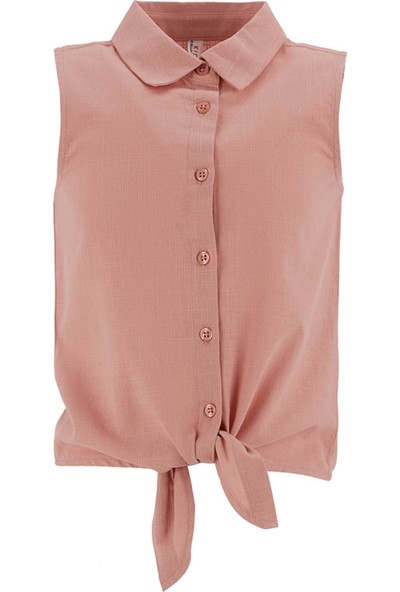 DeFacto Kız Çocuk Kolsuz Bağlama Detaylı Gömlek