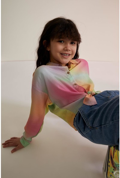 Defacto Kız Çocuk Batik Desenli Bağlamalı Crop Gömlek T4064A621SP Defacto Kız Çocuk Batik Desenli Bağlamalı Crop Gömlek T4064A621SP