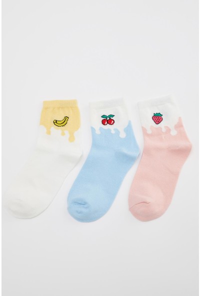 DeFacto Meyve Desenli 3'lü Soket Çorap T7581AZNS