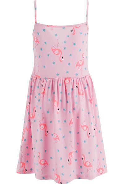 DeFacto Kız Çocuk Regular Fit Kuğu Desenli Askılı Yazlık Penye Elbise T2576A621SM