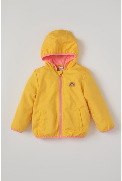 Defacto Kız Bebek Şemsiye Baskılı Kapüşonlu İnce Mont T3536A221SP