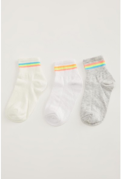 DeFacto Çizgi Desenli 3'lü Bilek Çorap L7694AZNS