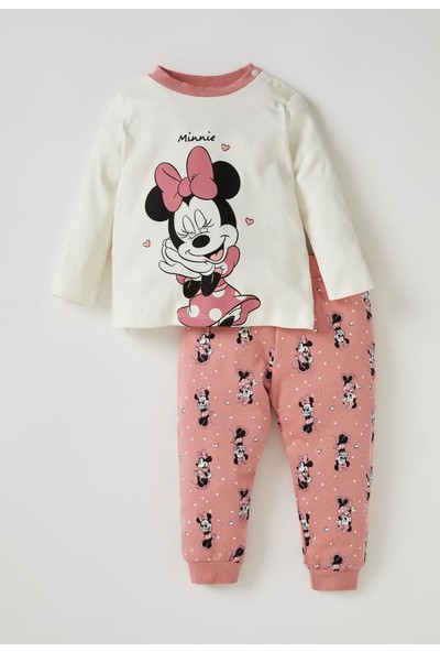 DeFacto Kız Bebek Minnie Mouse Lisanslı Pamuklu Pijama Takımı R6347A221SP DeFacto Kız Bebek Minnie Mouse Lisanslı Pamuklu Pijama Takımı R6347A221SP