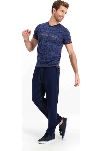Arnetta Lost In Paradise Koyu Indigo Erkek Kısa Kol Pijama Takımı Arnetta Lost In Paradise Koyu Indigo Erkek Kısa Kol Pijama Takımı