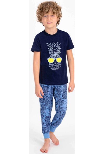 Rolypoly Pineapple Lacivert Mavi Genç Erkek Kısa Kol Pijama Takımı Rolypoly Pineapple Lacivert Mavi Genç Erkek Kısa Kol Pijama Takımı