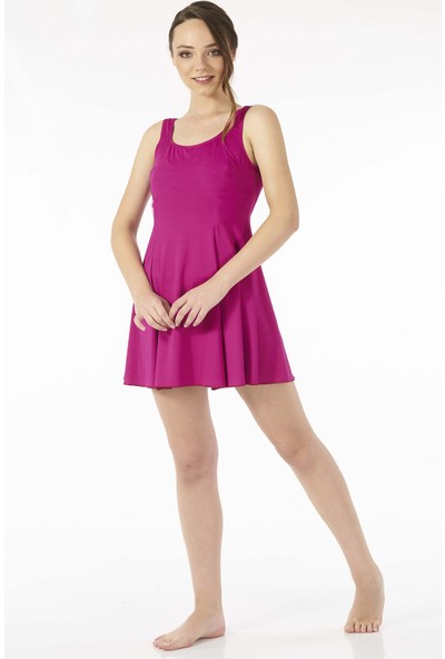 Estiva Kadın Düz Sade Alttan Şortlu Askılı Esnek Elbise Mayo - Fuşya Estiva Kadın Düz Sade Alttan Şortlu Askılı Esnek Elbise Mayo - Fuşya