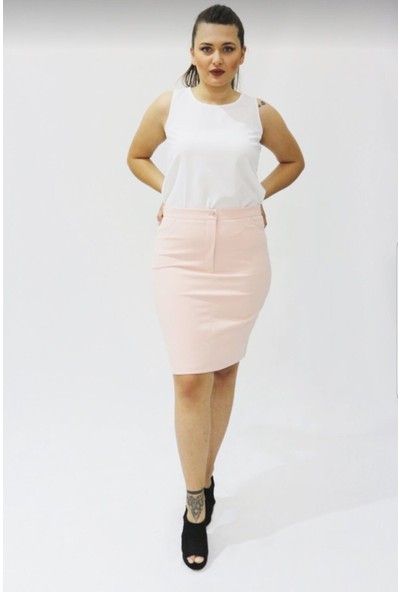 Elsin Butik Kadın Büyük Beden Pudra Likralı Cepli Sporetek ELS5516