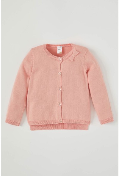 DeFacto Kız Bebek Süs Fiyonk Detaylı Pamuklu Triko Hırka T3882A221SP