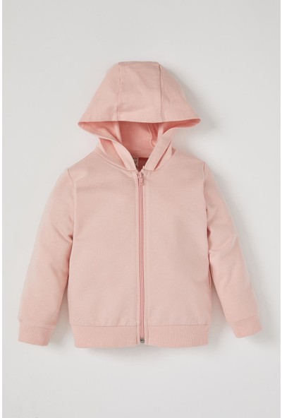 DeFacto Kız Bebek Kapüşonlu Pamuklu Hırka T8594A221SP