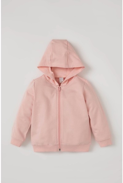 DeFacto Kız Bebek Kapüşonlu Pamuklu Hırka T8594A221SP