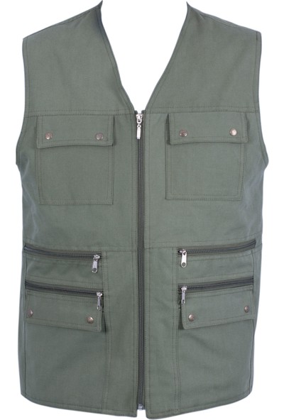 Derin Mavi Çok Cepli Pamuk Keten Avcı Yelek, 5 Renk Secenekli Derin Mavi Çok Cepli Pamuk Keten Avcı Yelek, 5 Renk Secenekli