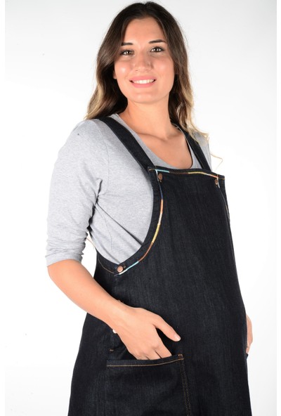 Vavien Hamile Nakış Detaylı Koyu Mavi Salopet 1035