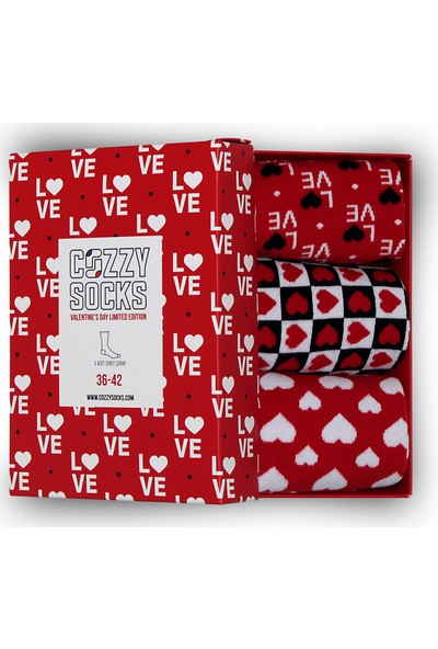 Cozzy Sevgililer Günü Çorap 3'lü Kutu