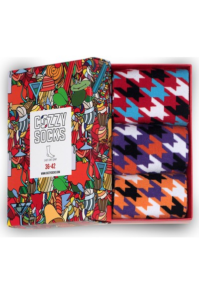 Cozzy Amorf Desenli Çorap 3'lü Kutu