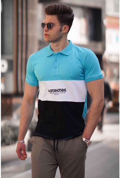 Madmext Renk Bloklu Mavi Erkek Polo Yaka Tişört 4557 Madmext Renk Bloklu Mavi Erkek Polo Yaka Tişört 4557