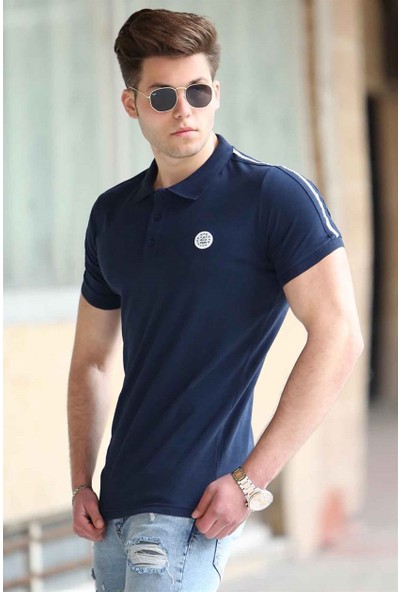 Madmext Erkek Polo Yaka Lacivert Tişört 4559