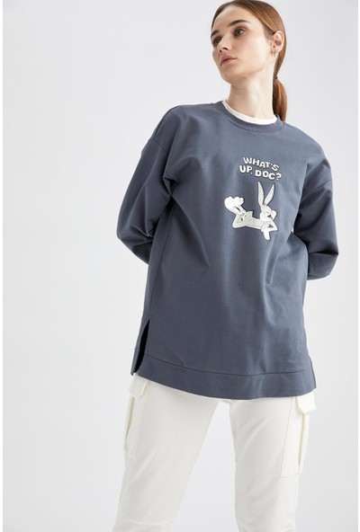 Defacto Bugs Bunny Lisanslı Relax Fit Sweat Tunik T8270AZ21SP