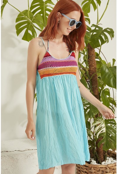 C&city Kadın Pareo Plaj Elbisesi 21814 Turkuaz