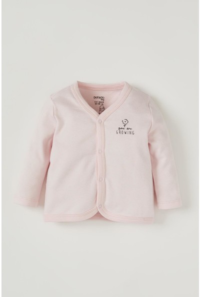 Defacto Kız Bebek Yazı Baskılı Çıtçıtlı Pamuklu Hırka T5457A221SP