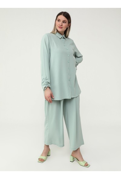 Alia Büyük Beden Dokulu Kumaşlı Rahat Kesim Bol Kalıp Pantolon