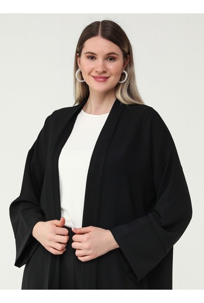 Alia Büyük Beden Düz Renk Ferace