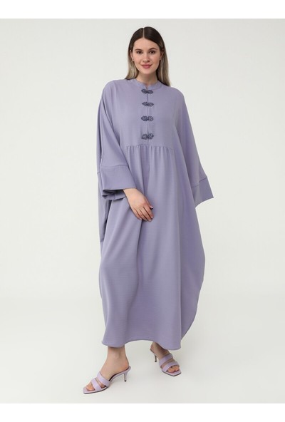 Alia Büyük Beden Yaka Detaylı Ferace Elbise
