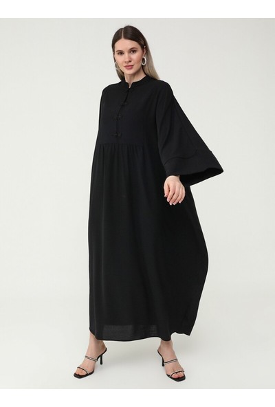 Alia Büyük Beden Yaka Detaylı Ferace Elbise