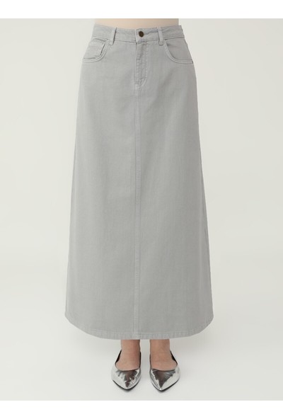 Refka Casual Doğal Kumaşlı Cep Detaylı Kot Etek