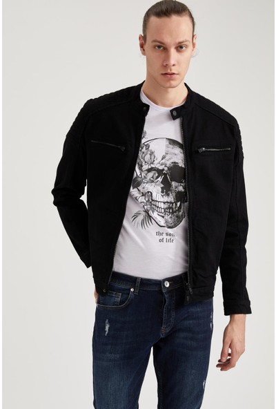 Defacto Slim Fit Hakim Yaka Jean Ceket S9975AZ21SP Defacto Slim Fit Hakim Yaka Jean Ceket S9975AZ21SP