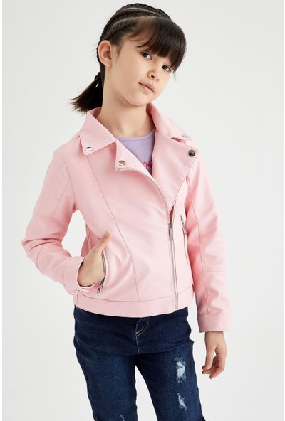 DeFacto Kız Çocuk Çapraz Kapamalı Suni Deri Ceket S5859A621SP