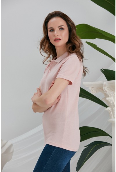 Catspy Pembe Polo Yaka Örme Kısa Kollu Basic Tişört Catspy Pembe Polo Yaka Örme Kısa Kollu Basic Tişört