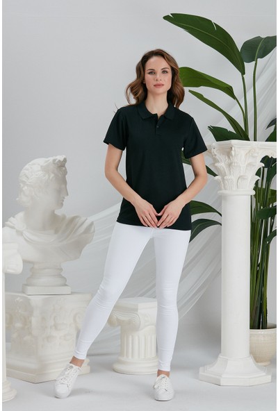 Catspy Siyah Polo Yaka Örme Basic Kısa Kollu Tişört Catspy Siyah Polo Yaka Örme Basic Kısa Kollu Tişört