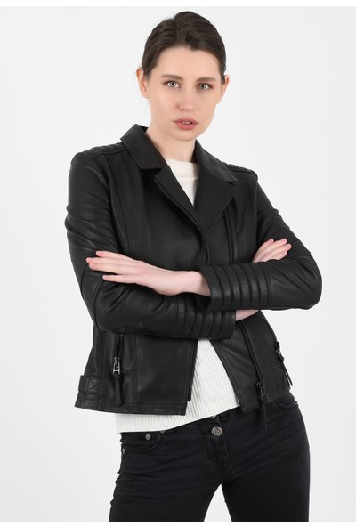 ALİN Alexa Siyah Deri Mont Kadın ALİN Alexa Siyah Deri Mont Kadın