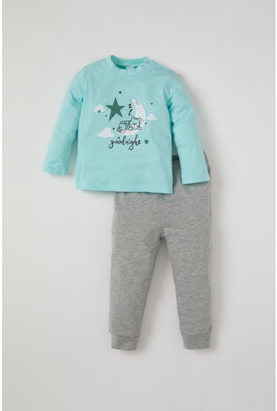 DeFacto Erkek Bebek Sevimli Kedi Baskılı Pijama Takımı T9119A221SP DeFacto Erkek Bebek Sevimli Kedi Baskılı Pijama Takımı T9119A221SP