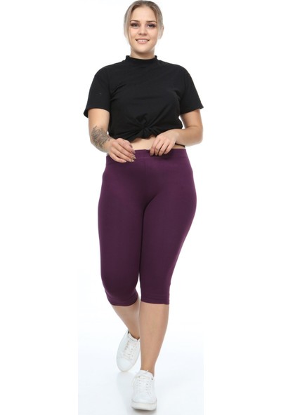 Womenice Kadın Mor Beli Lastikli Kapri Toparlayıcı Büyük Beden Tayt Womenice Kadın Mor Beli Lastikli Kapri Toparlayıcı Büyük Beden Tayt