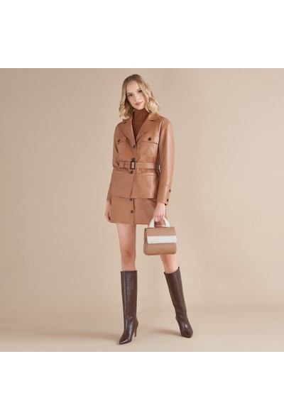 Desa Ginata Kadın Deri Kısa Etek