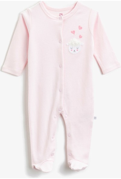 Koton İşlemeli Tulum Uzun Kollu Pamuklu Bibaby