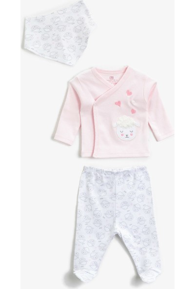 Koton İşlemeli Takım Pamuklu Uzun Kollu Bibaby