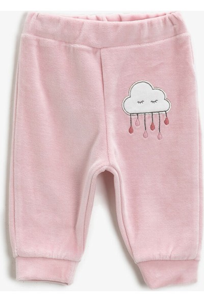 Koton Kadife Eşofman Altı İşlemeli Pamuklu Bibaby