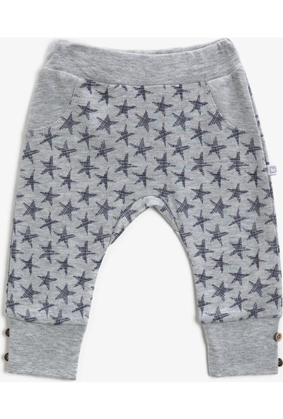 Koton Bibaby Jogger Eşofman Altı Baskılı Süs Düğmeli Pamuklu