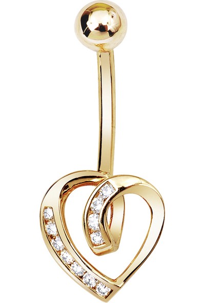 Altın Sepeti Altın Kalpli Göbek Piercing Altın Sepeti Altın Kalpli Göbek Piercing