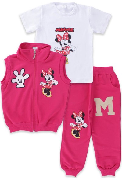 Pembe Yelekli Minnie Kız Çocuk Takımı