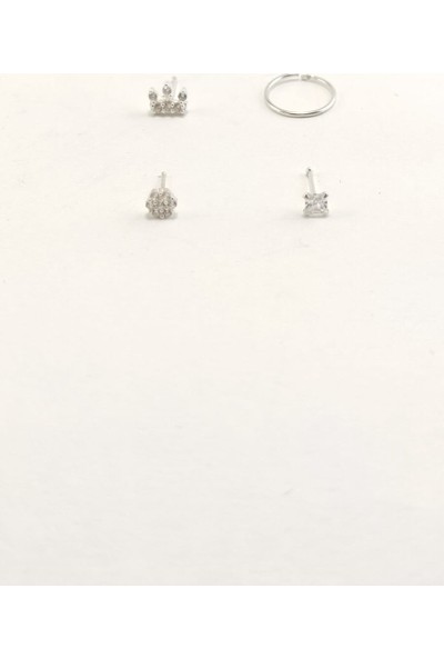 Takıparkxs 925 Ayar Zirkon Taşlı Dörtlü Gümüş Hızma Set