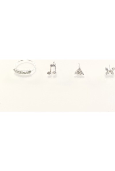 Takıparkxs 925 Ayar Zirkon Taşlı Dörtlü Gümüş Hızma Set