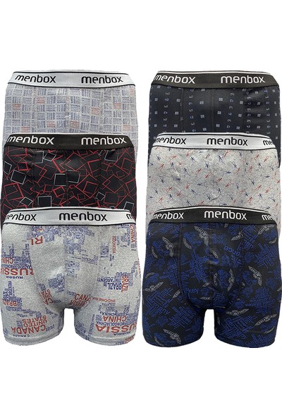 Menbox Ilbaş 6'lı Desenli Likralı Klasik Erkek Boxer Menbox Ilbaş 6'lı Desenli Likralı Klasik Erkek Boxer