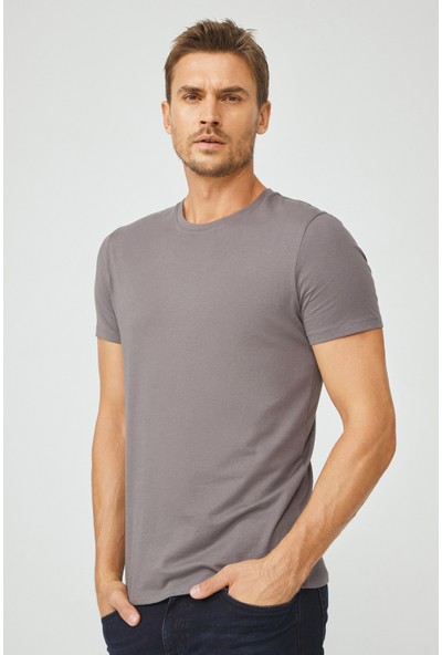 Avva Erkek Antrasit Bisiklet Yaka Düz T-Shirt E001000 Avva Erkek Antrasit Bisiklet Yaka Düz T-Shirt E001000