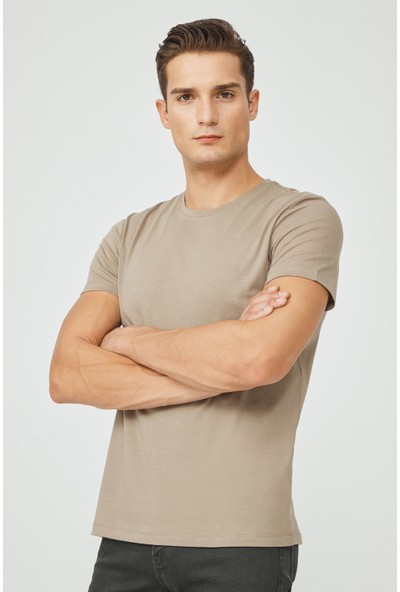 Avva Erkek Vizon Bisiklet Yaka Düz T-Shirt E001000 Avva Erkek Vizon Bisiklet Yaka Düz T-Shirt E001000
